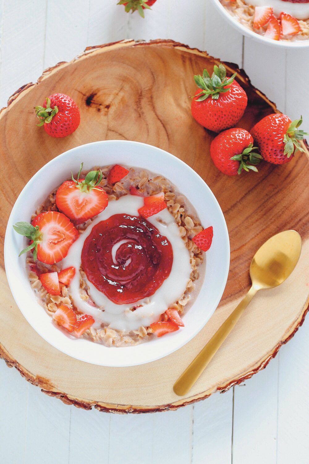 Strawberries and Cream Warm Oats | Plant based recipe | Vegan