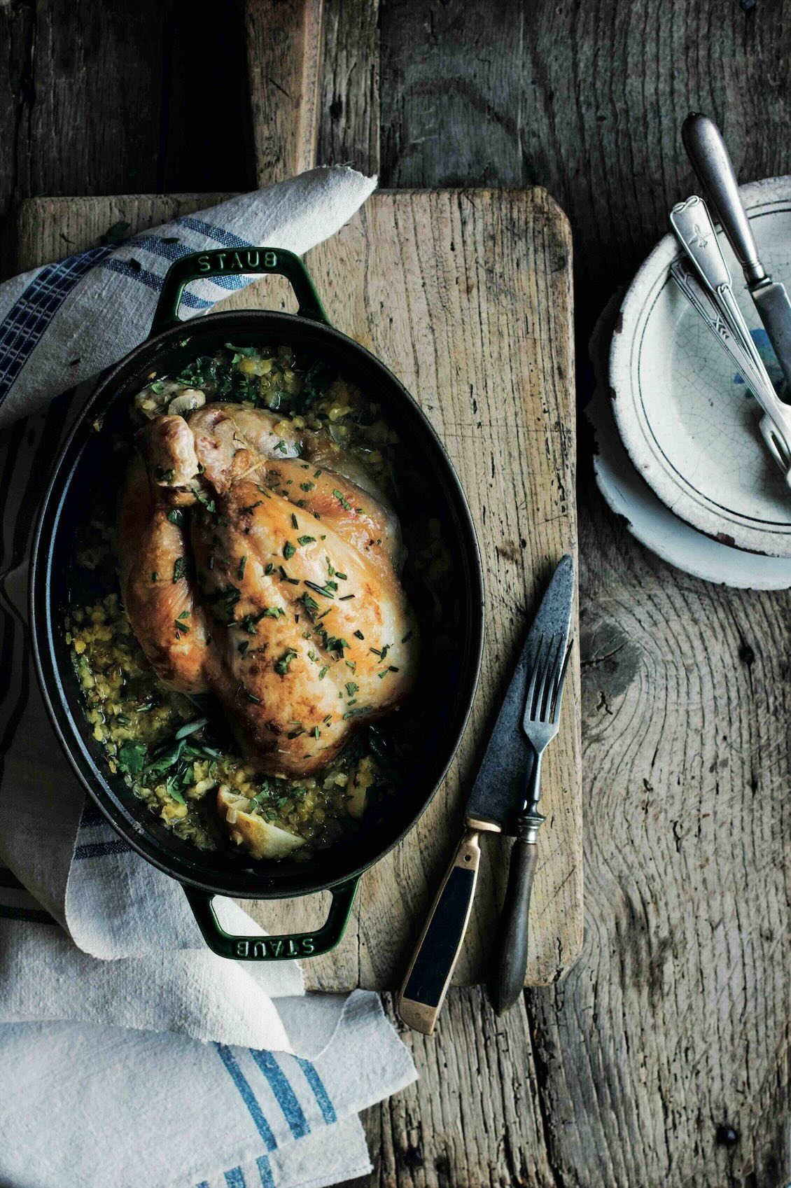 Pot-Roast Chicken with Lentils, Parsley, Sage, Rosemary & Thyme - Cool ...